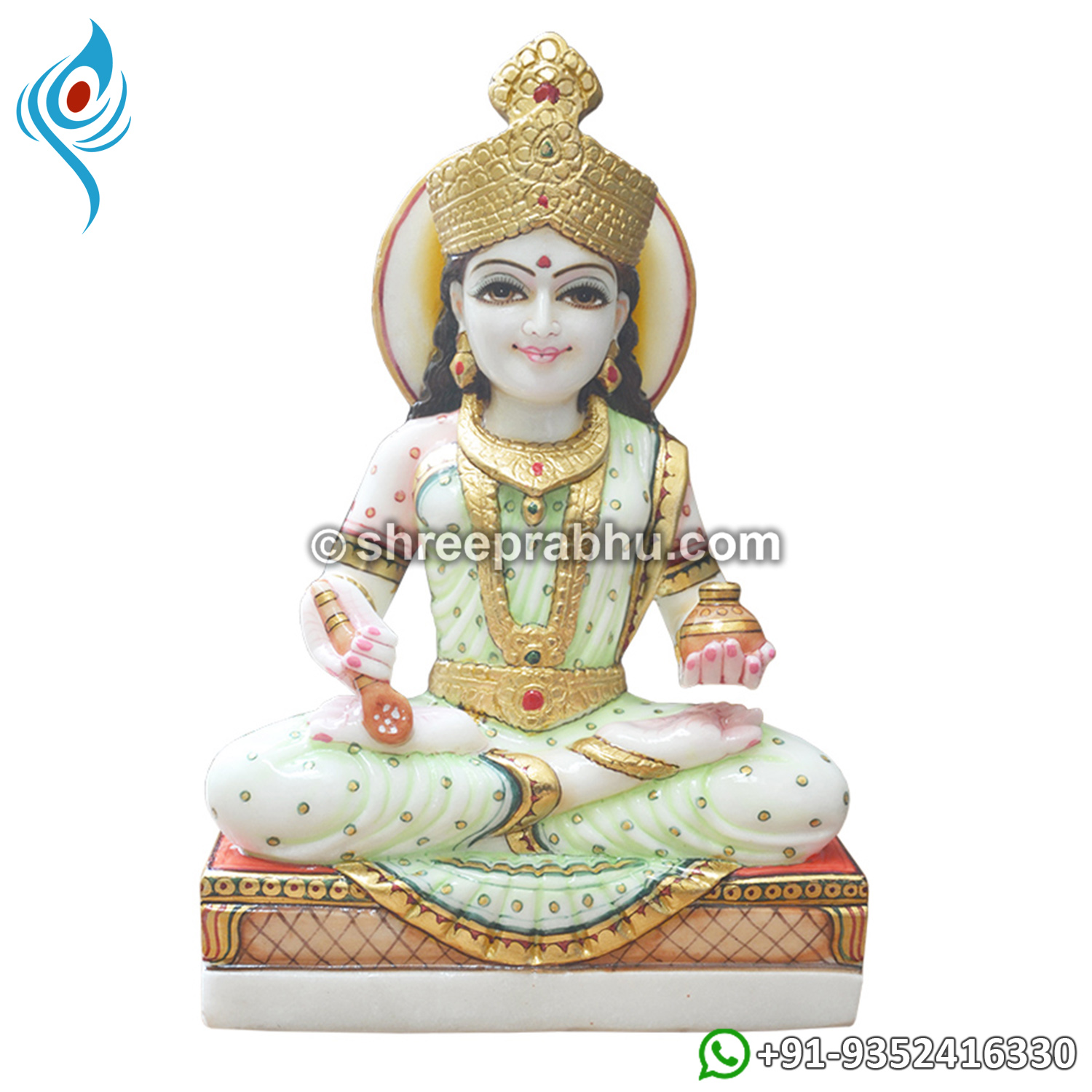 Marble Annapurna Mata Statue | Handcrafted Annapoorna Devi Marble Murti ...